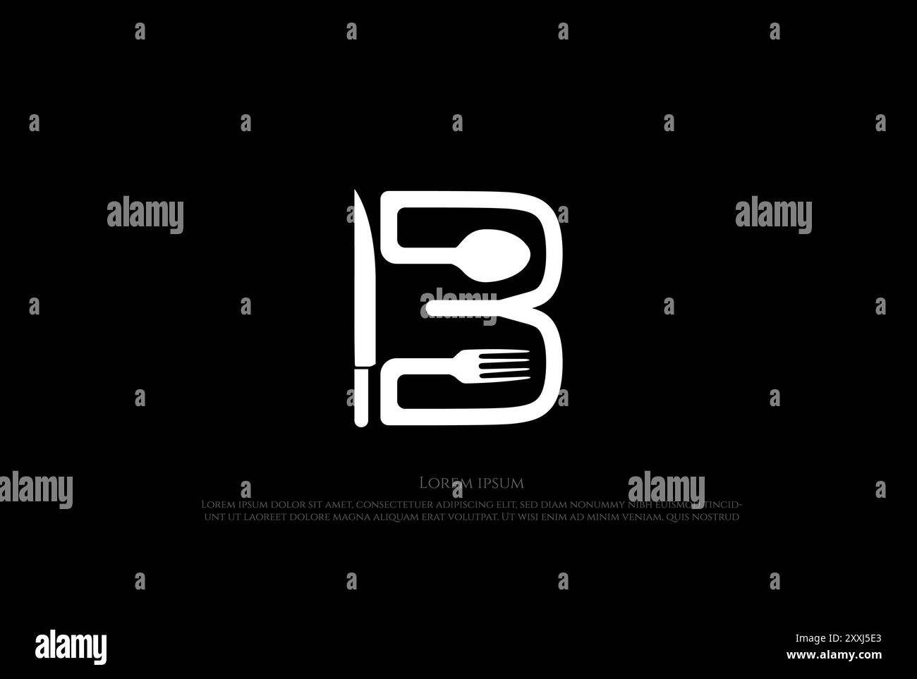 Initial Letter B with Knife Spoon Fork for Breakfast Logo Design Vector ...