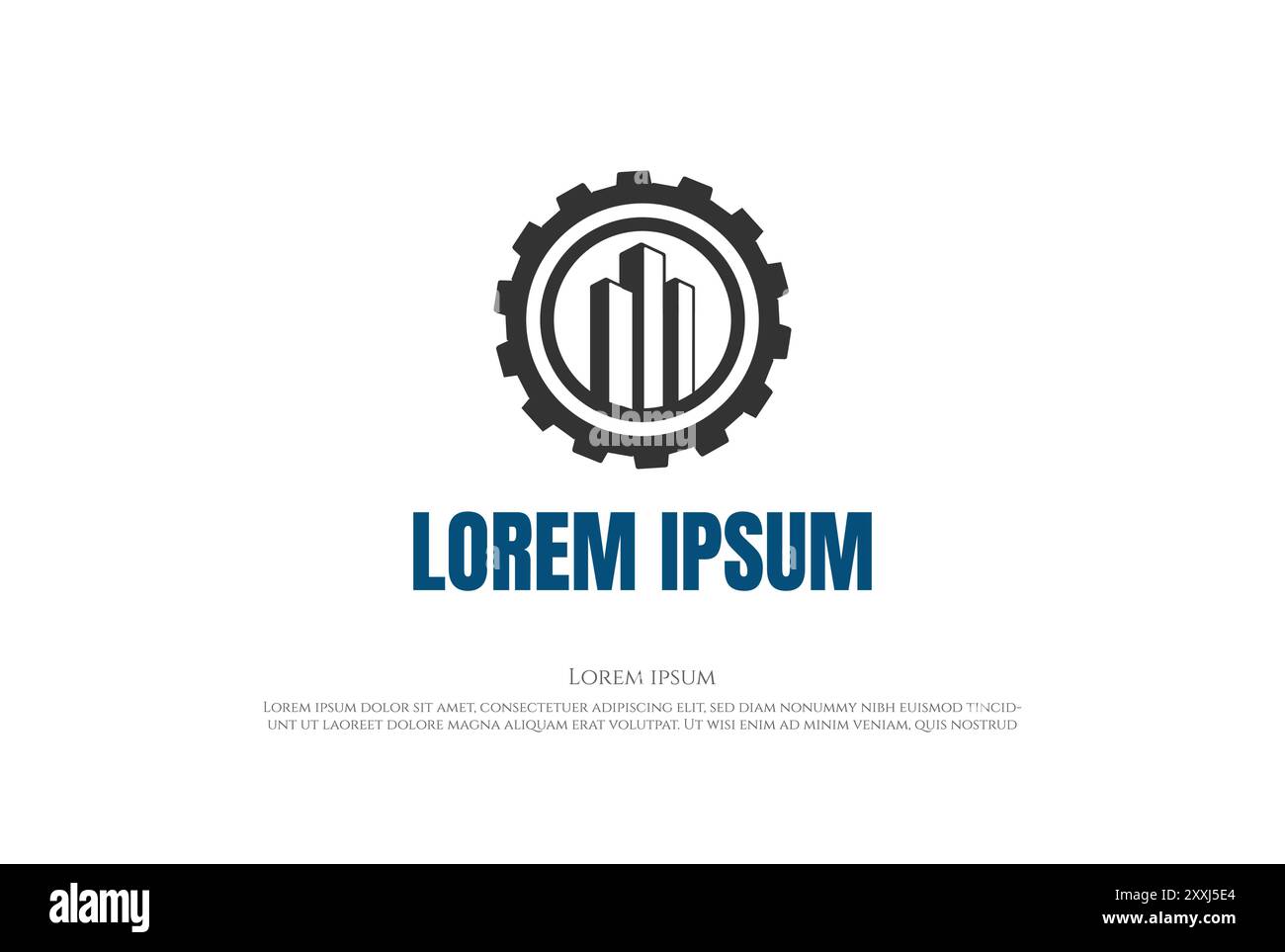 Simple Building with Gear Cog Machine for Industrial City Logo Design ...