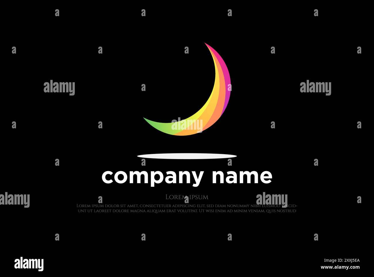 Simple Minimalist Colorful Crescent Moon Logo Design Vector Stock ...