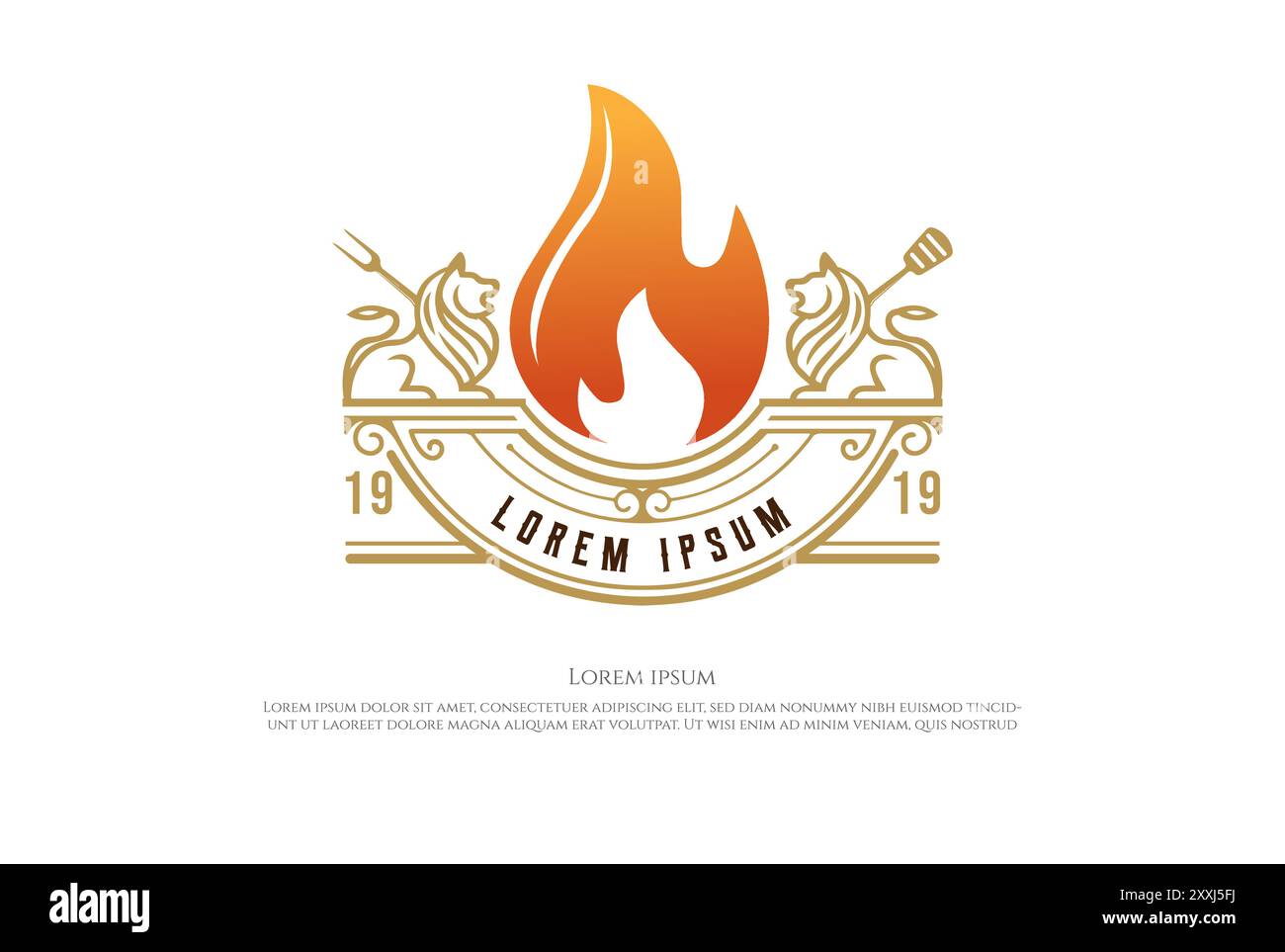 Lion Crest with Fire Flame Badge Emblem Logo Design Vector Stock Vector ...