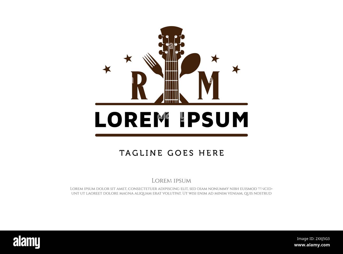 Guitar with Spoon Fork for Bar, Cafe, Restaurant Live Music Logo Design ...