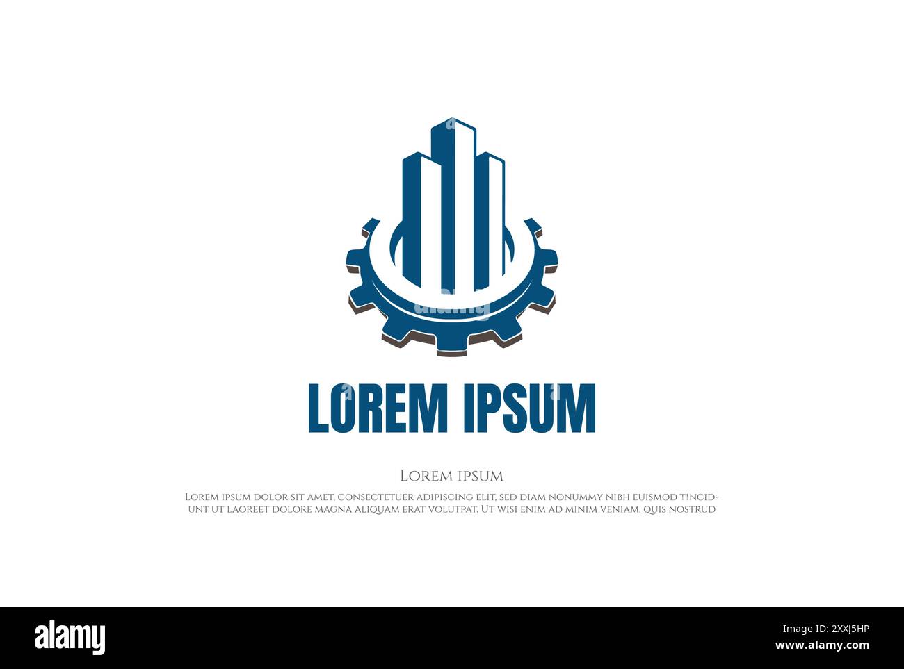 Simple Building with Gear Cog Machine for Industrial City Logo Design ...