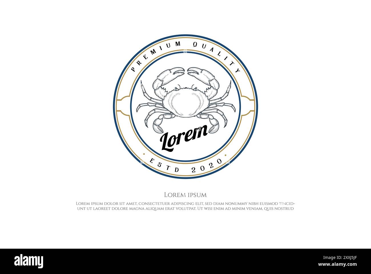 Retro Vintage Circular Crab for Seafood Restaurant or Product Label ...