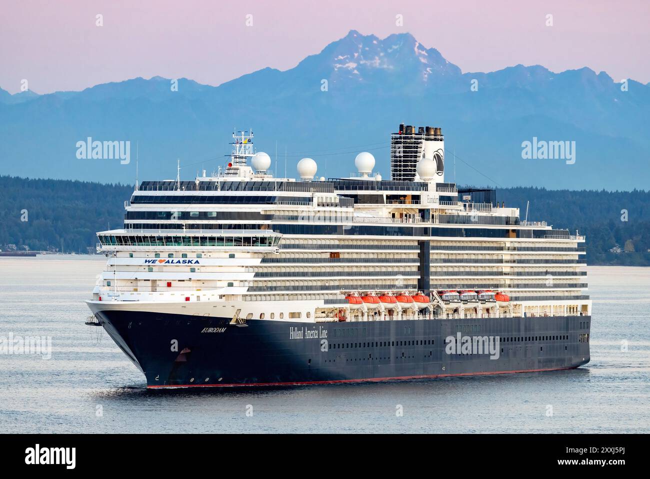 Eurodam - Holland America Line cruise ship entering the Port of Seattle, Washington, USA Stock ...