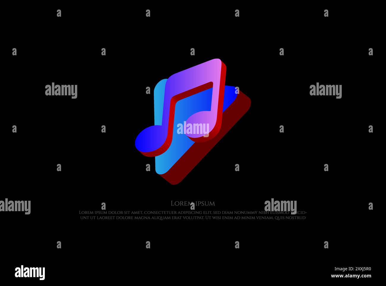 Simple Minimalist Modern Colorful 3D Note and Play Button for Music ...