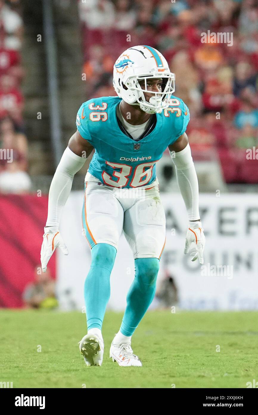 Miami Dolphins cornerback Storm Duck (36) drops back in coverage during ...