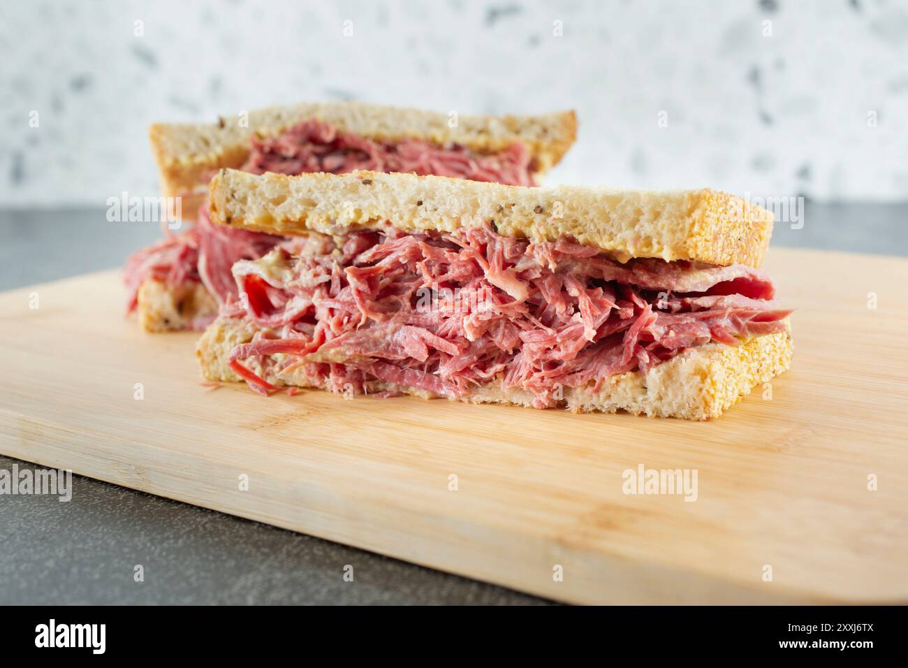 A view of a corned beef sandwich Stock Photo - Alamy