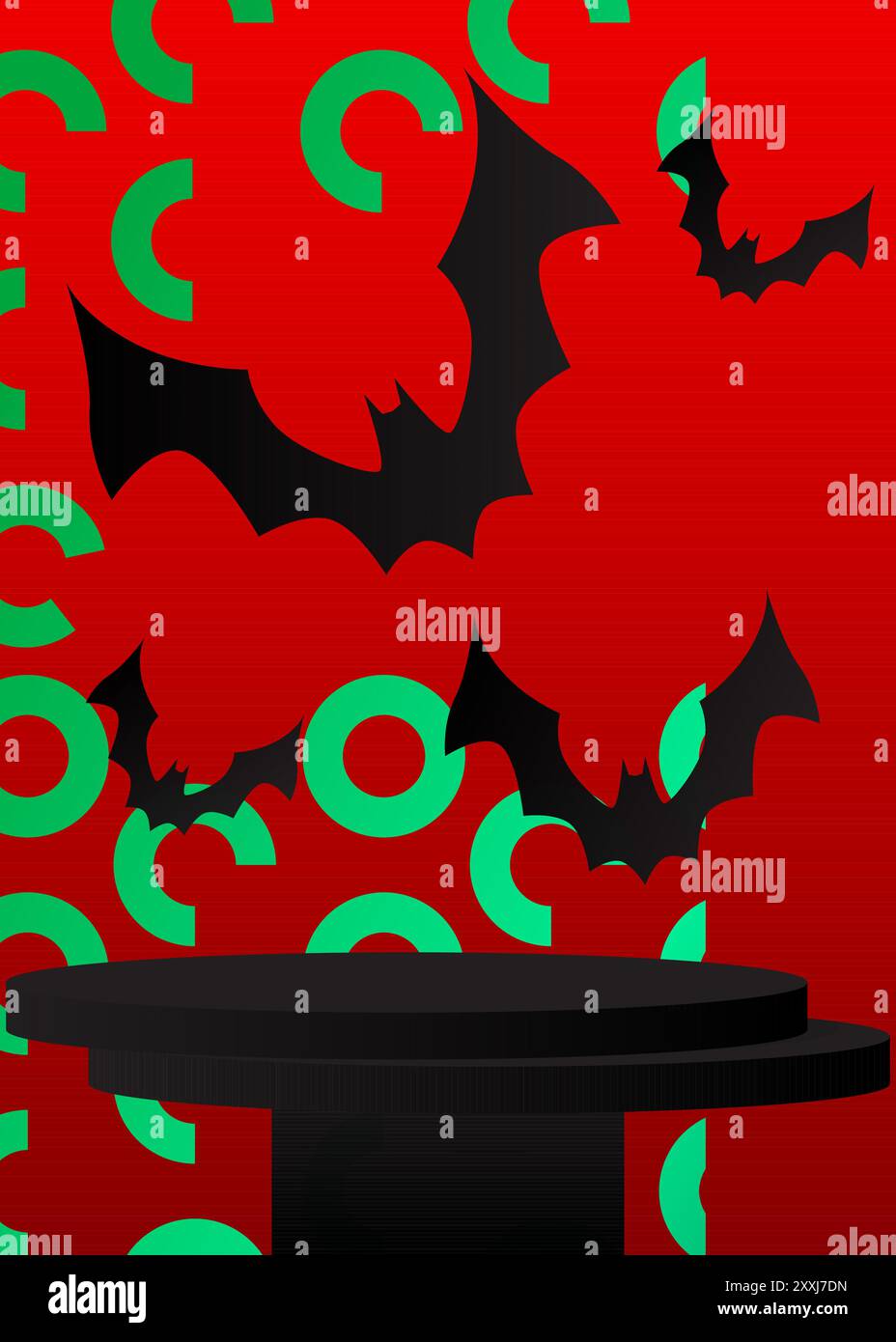 Mockup product display with Bat. Halloween vector cylinder pedestal ...