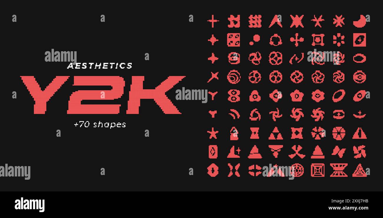 Y2K pixel style asset. 8 bit vector abstract shapes Stock Vector Image ...