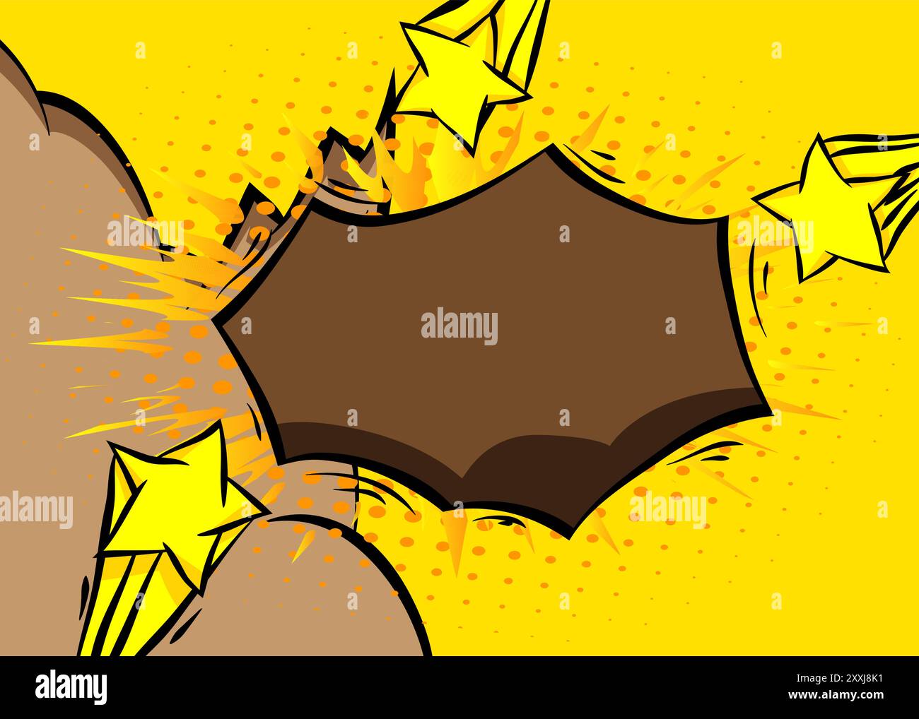 Cartoon brown and yellow background, comic book backdrop. Retro vector ...