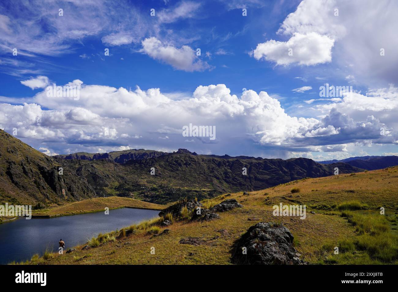 Pittoresque lake in the Andes Mountains, Sacred Valley, Peru Stock ...