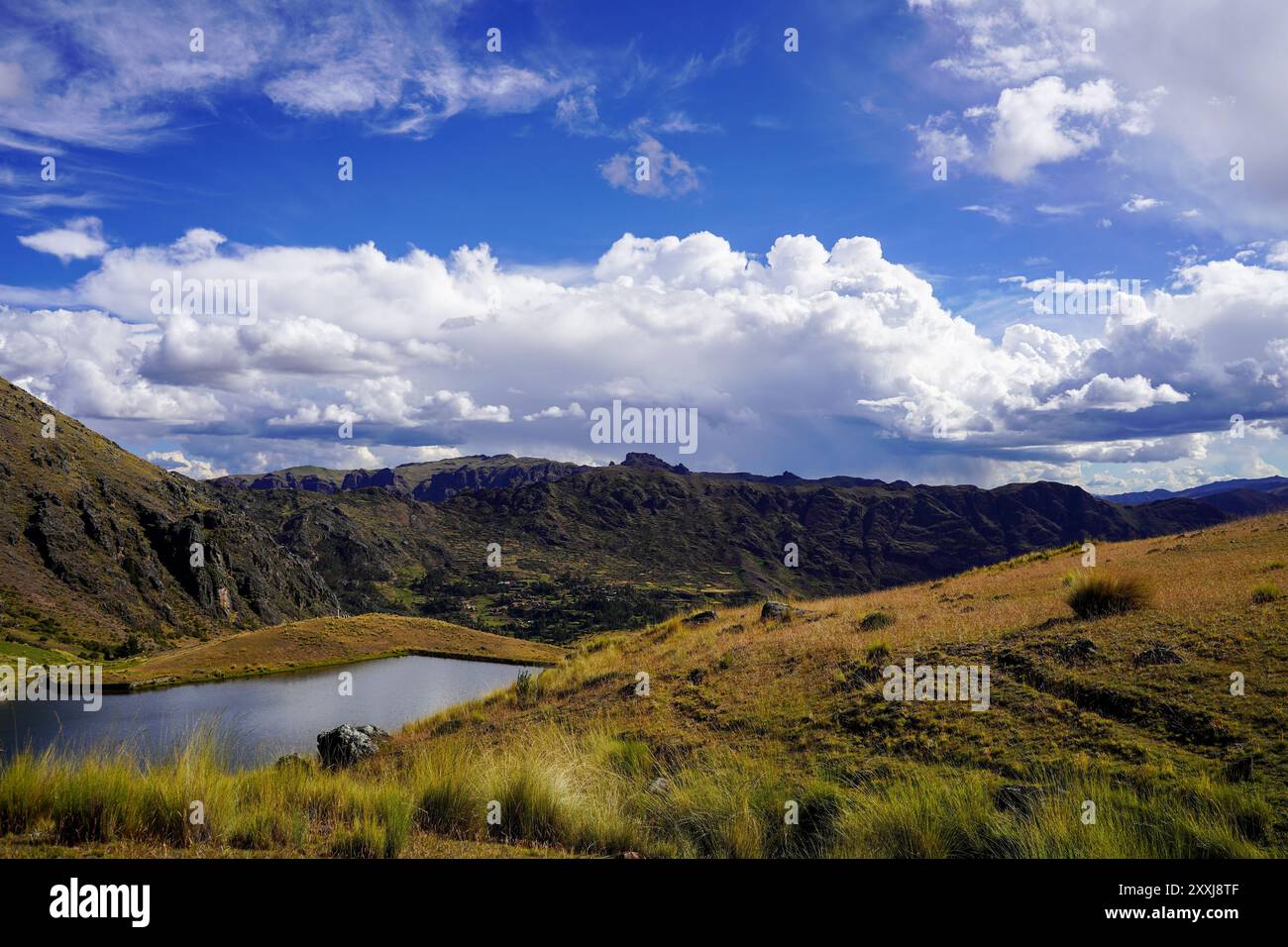 Pittoresque lake in the Andes Mountains, Sacred Valley, Peru Stock ...