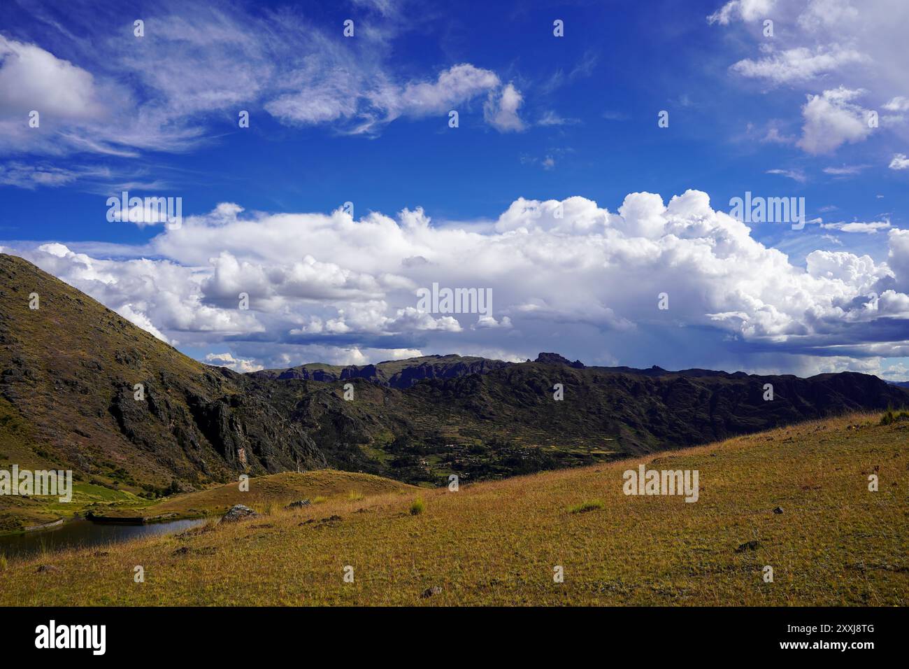 Pittoresque lake in the Andes Mountains, Sacred Valley, Peru Stock ...
