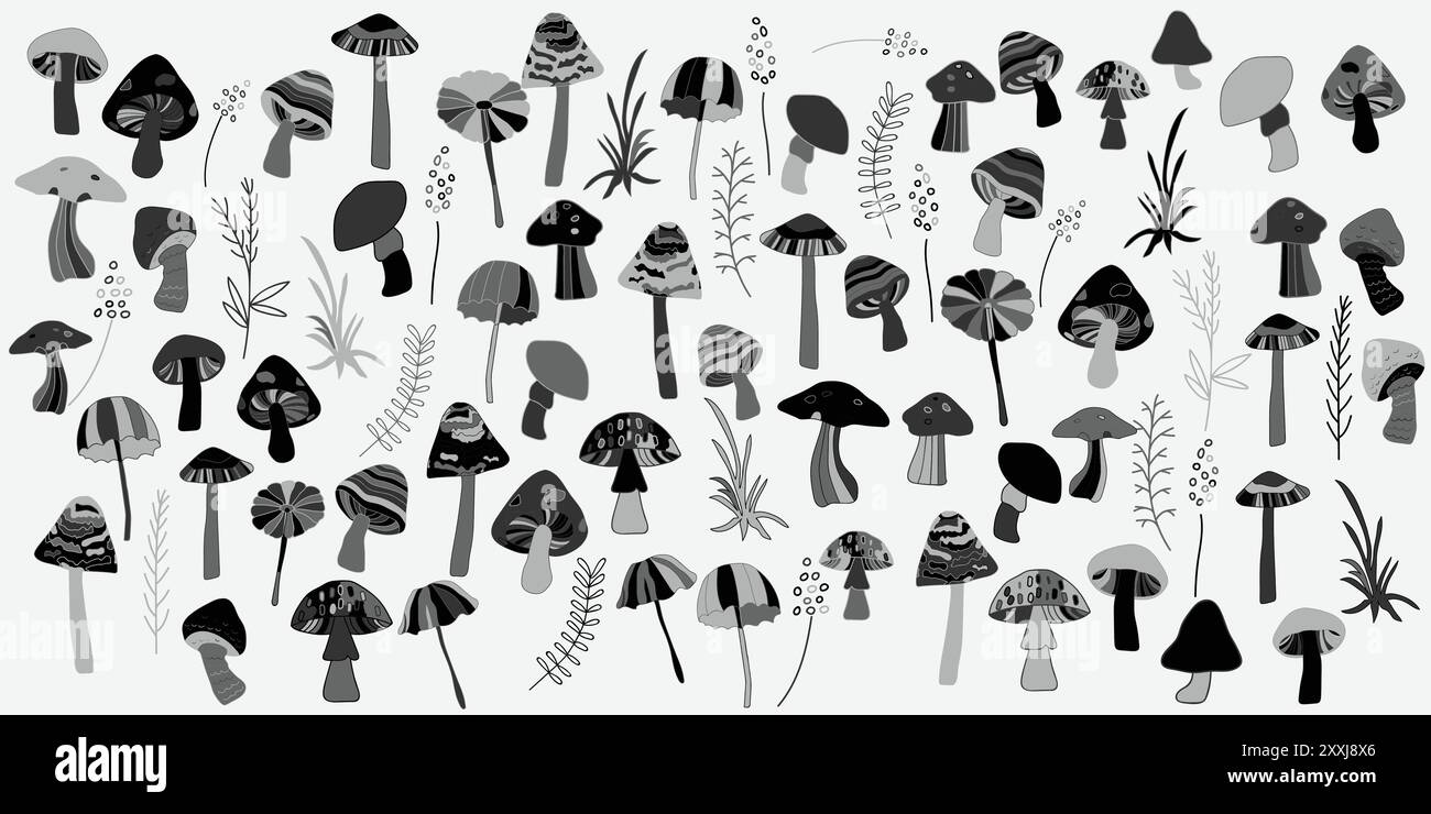 Illustration of mushroom vector elements isolated on white background ...