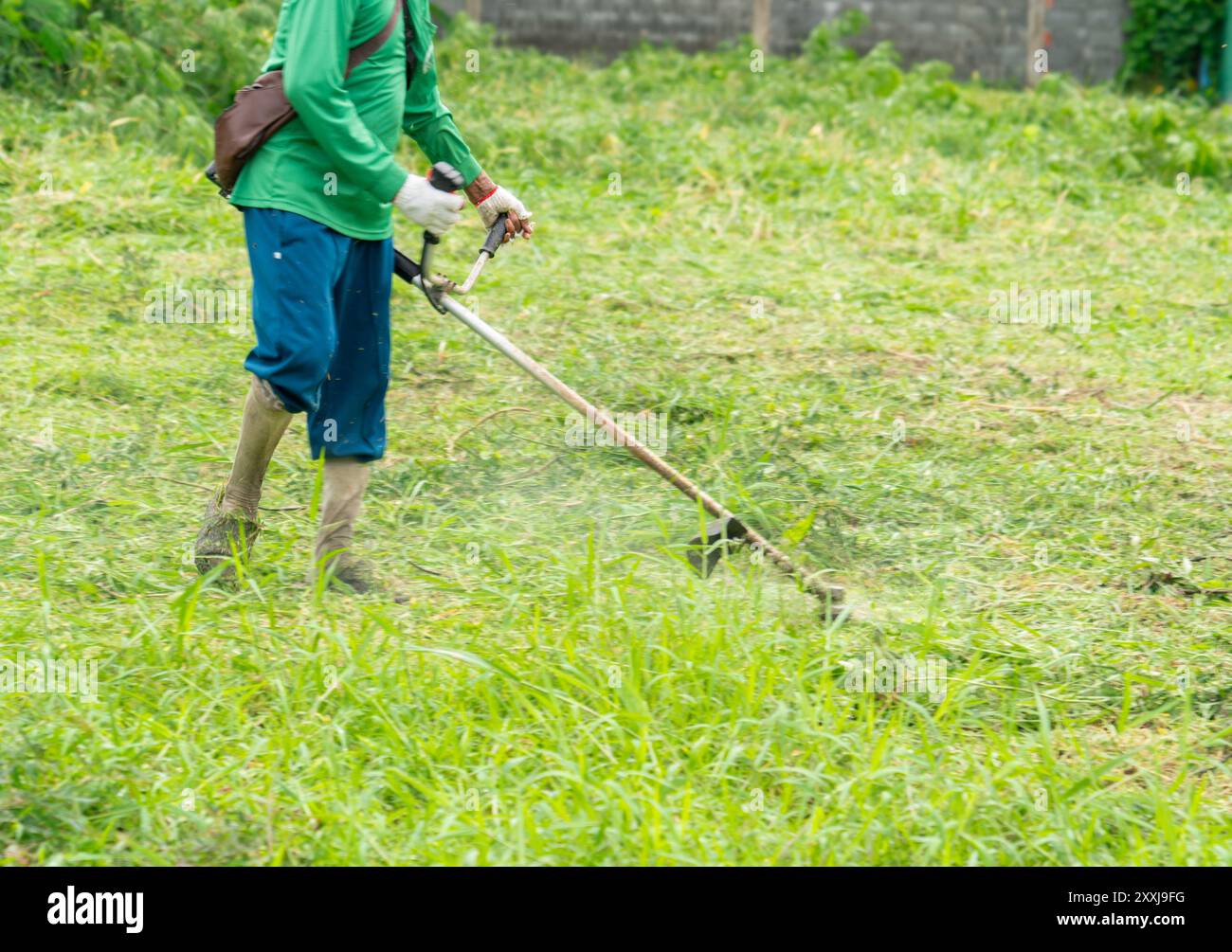 Person mows lawn gasoline mower hi-res stock photography and images - Alamy