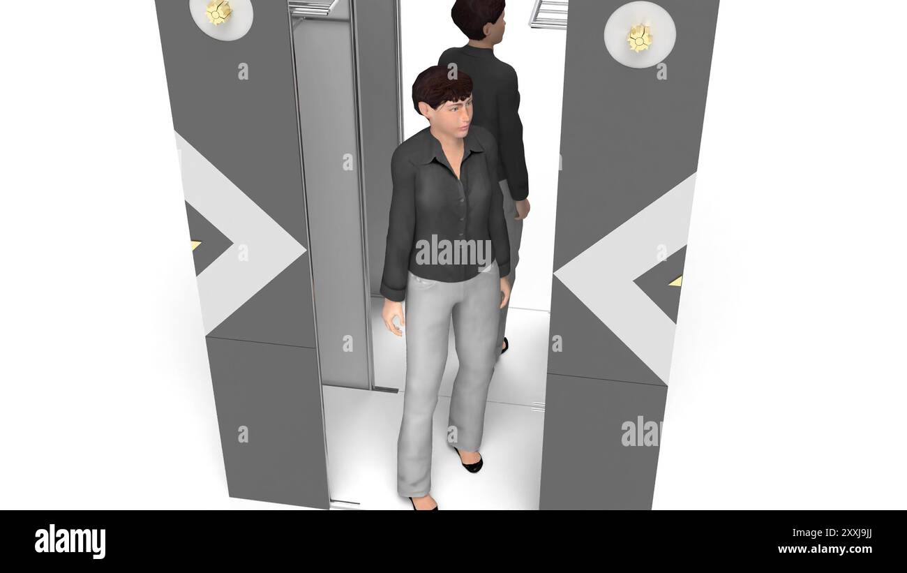 3D girl in a wardrobe closet intro 3d render Stock Photo - Alamy