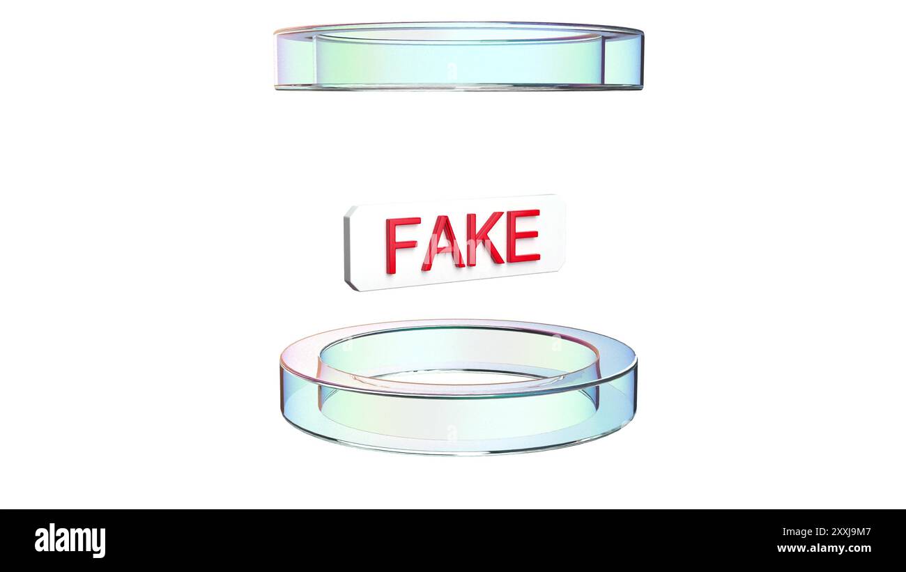3D Fake vs true flip change propaganda intro 3d render Stock Photo - Alamy