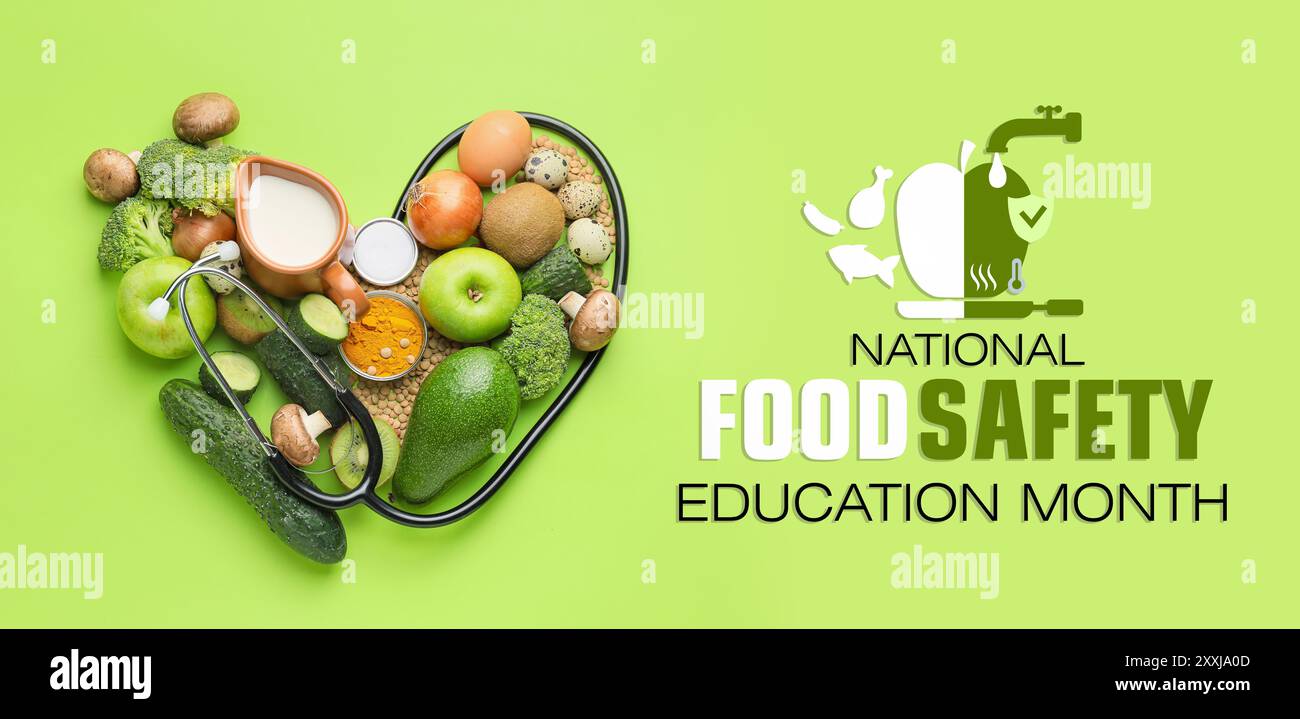 Banner for National Food Safety Education Month with healthy products ...