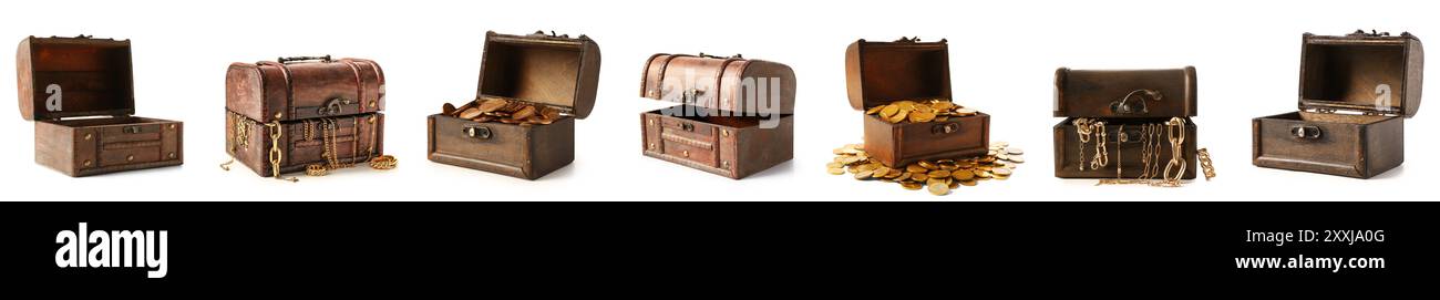 Set of pirate treasures on white background Stock Photo - Alamy
