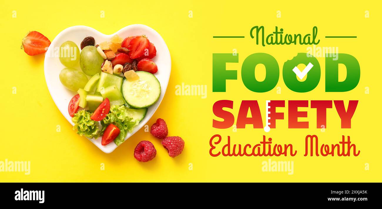 Banner for National Food Safety Education Month with healthy products ...