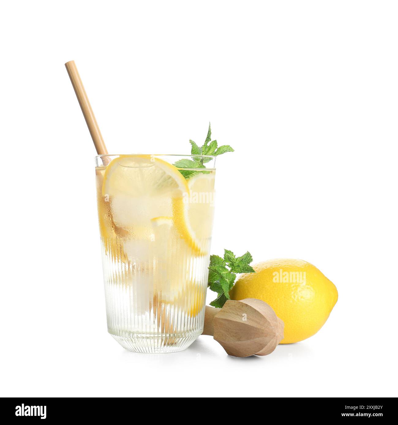 Glass lemonade on wooden Cut Out Stock Images & Pictures - Alamy