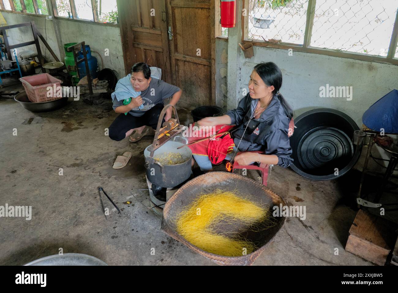 The silk making process at the Mulberry Organic Farm sericulture ...