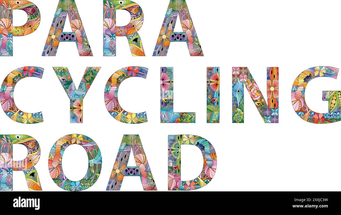 Hand-painted art design. Hand drawn illustration words Para Cycling ...