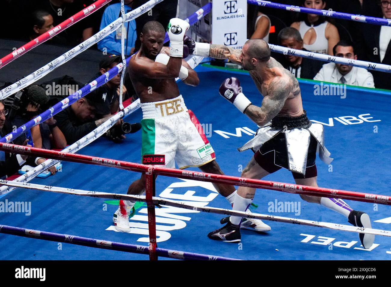 Floyd Mayweather, left, and John Gotti III fight during an exhibition ...