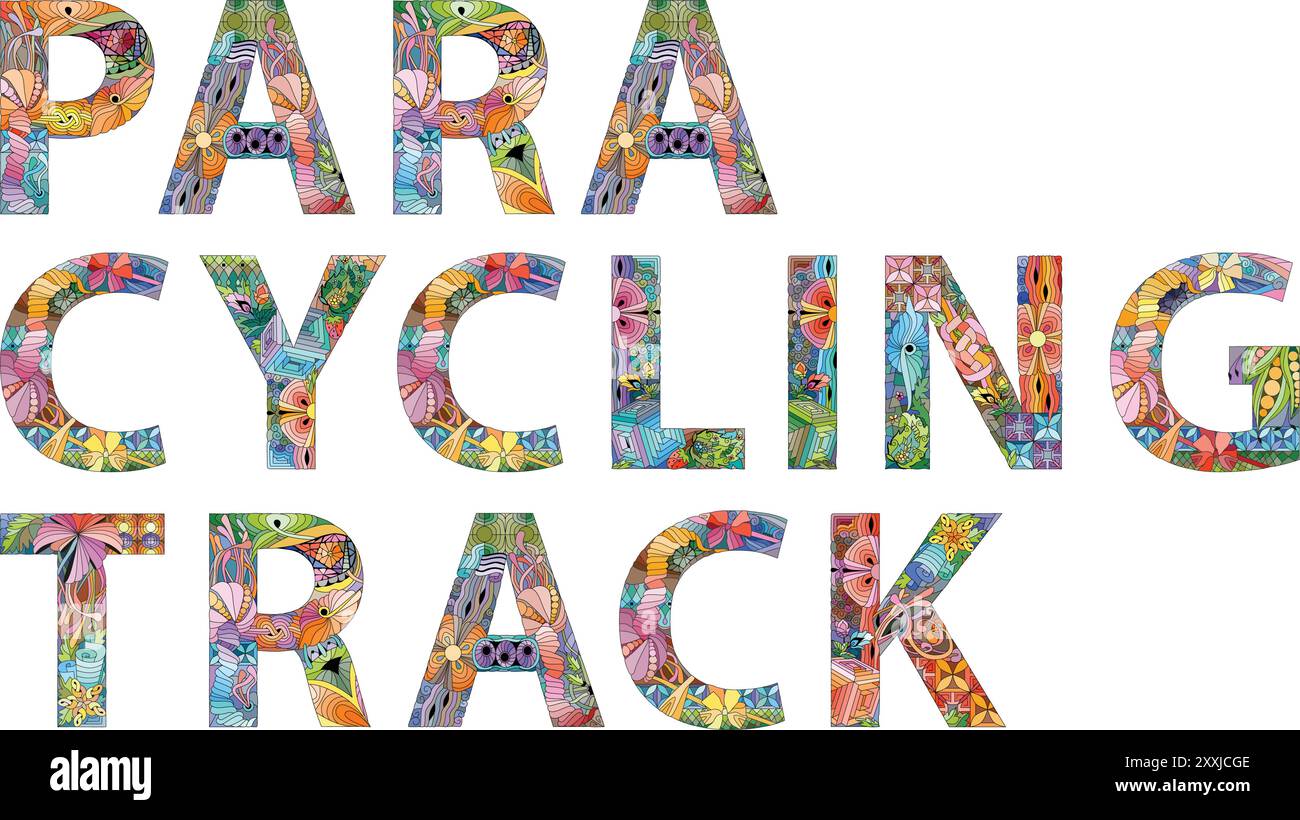 Hand-painted art design. Hand drawn illustration words Para Cycling ...