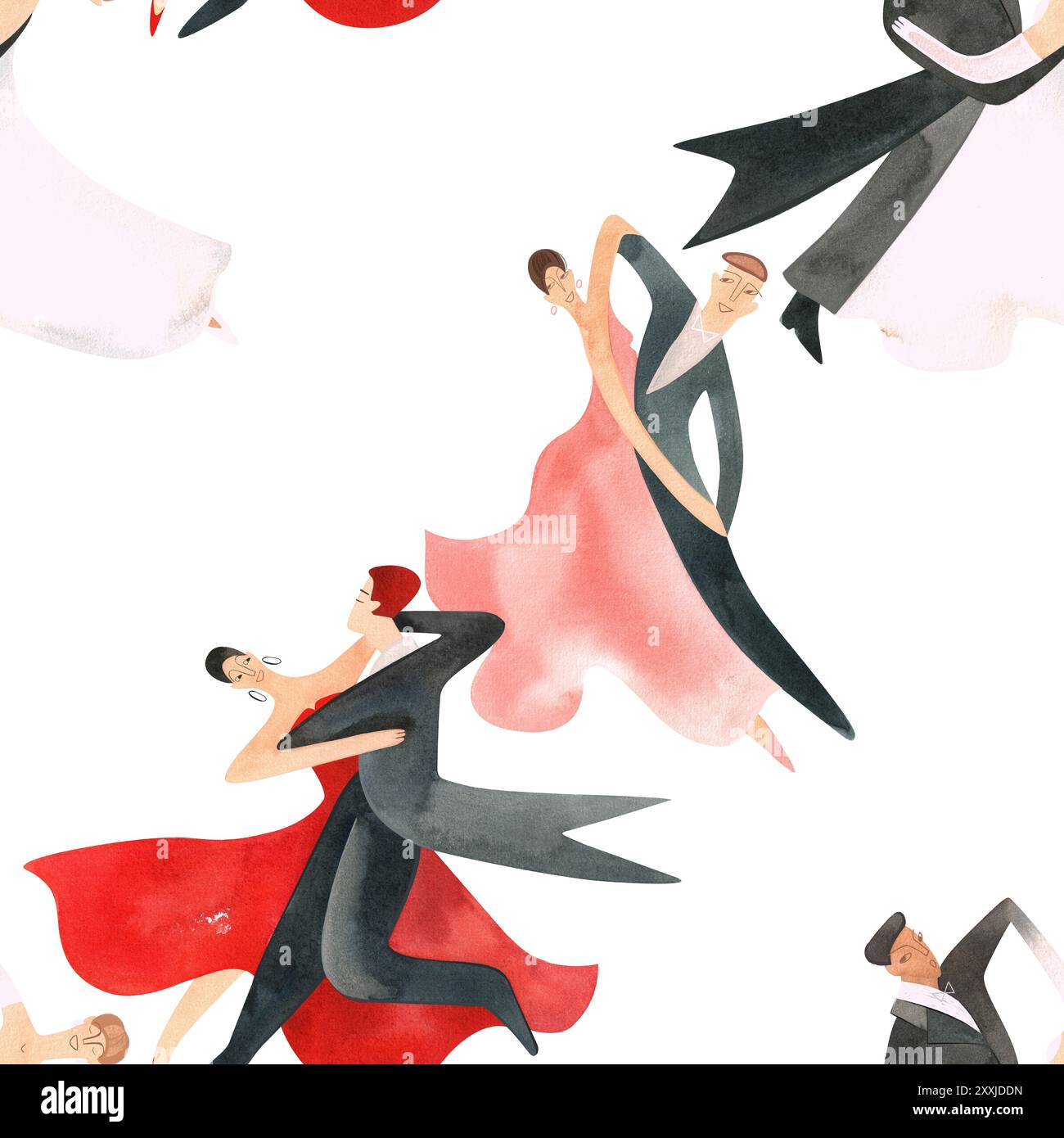 Ballroom dancing, standard. Adult couples on the parquet. Isolated ...
