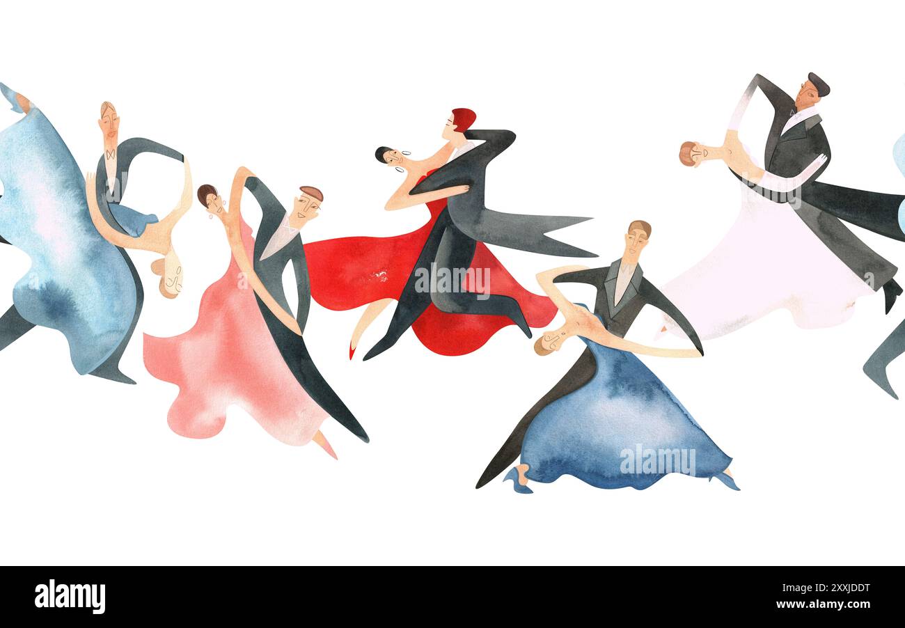 Ballroom dancing, standard. Adult couples on the parquet. Isolated ...