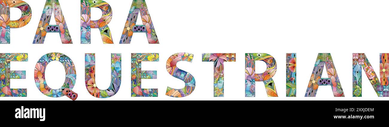 Hand-painted art design. Hand drawn illustration words Para equestrian ...