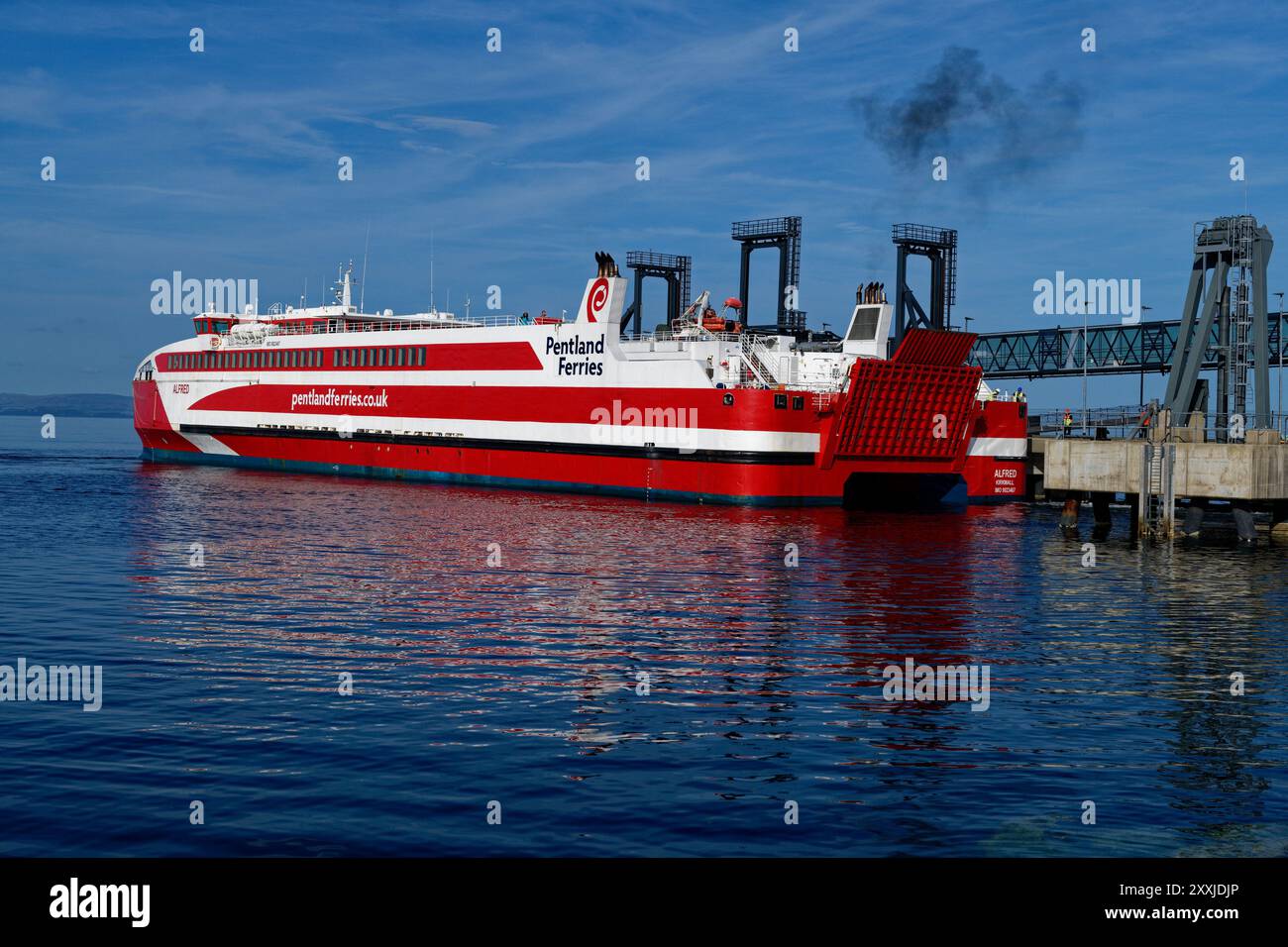 Pentland Ferries, MV Alfred departing Brodick, Isle of Arran Stock ...