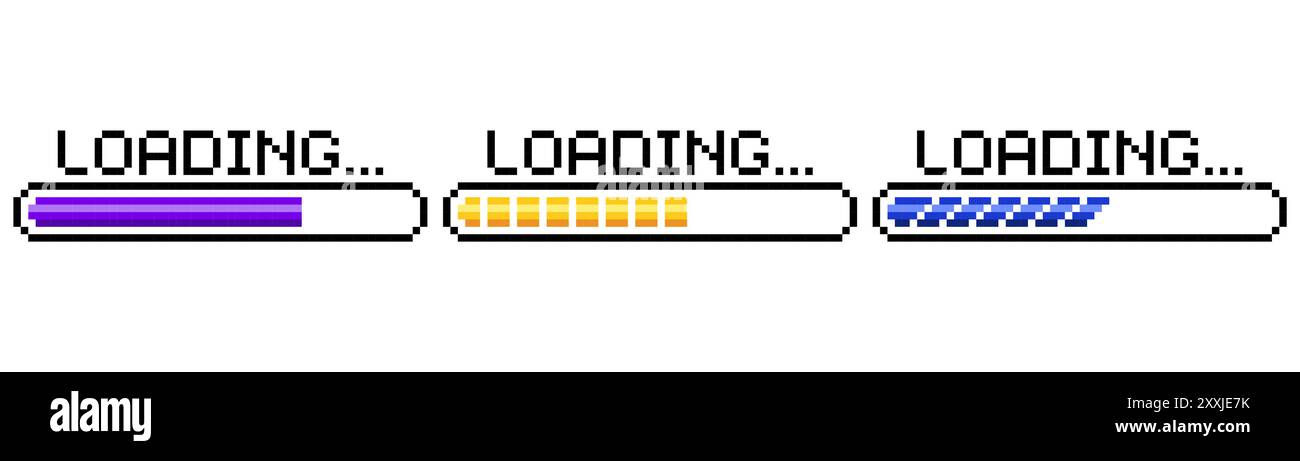 Pixel Art 8 Bit Loading Bar Concept Loading Or Installing Process Stock Vector Image And Art Alamy