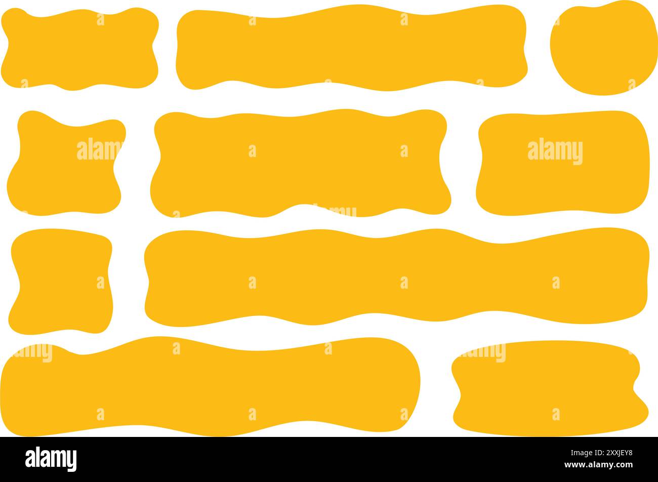 Rectangle shapes. Organic textbox frame. Vector square hand drawn blobs. Abstract doodle cute ...