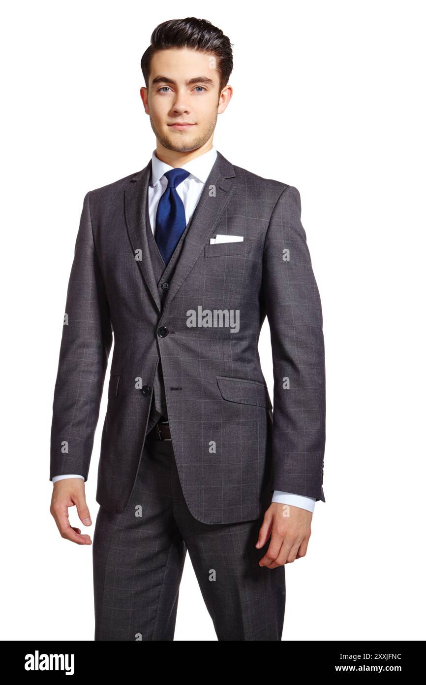 Business, man and confident in studio for fashion on white background ...