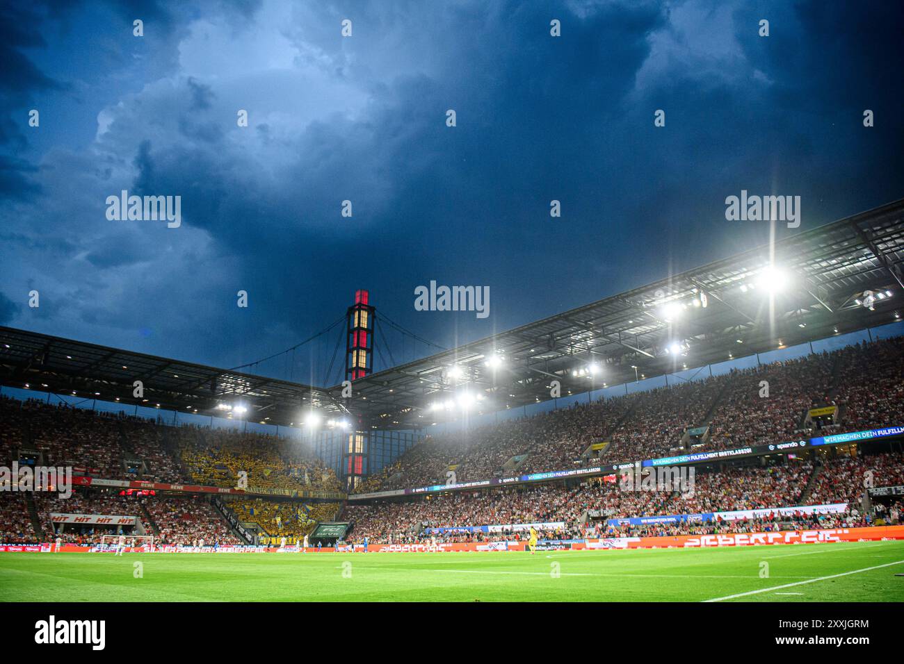 COLOGNE, GERMANY - 24 AUGUST, 2024: Rain at the stadium. The football ...