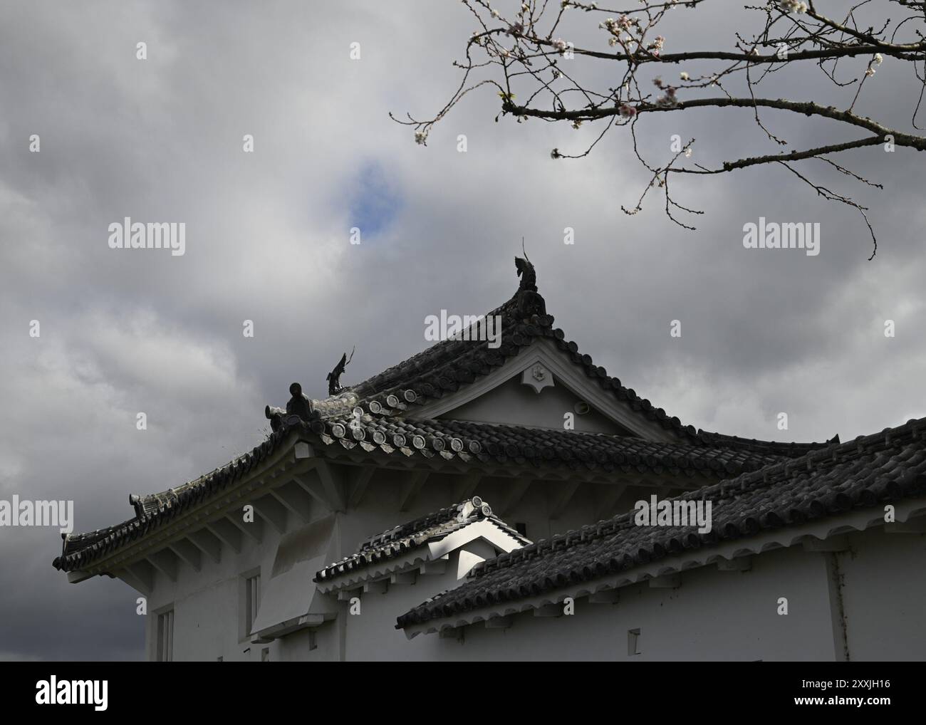 Scenic view of the traditional Japanese rooftop ornamentation known as ...
