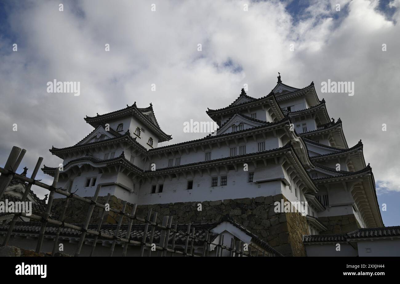 Scenic view of the striking Main Keep curved gables of Himeji-jō the ...