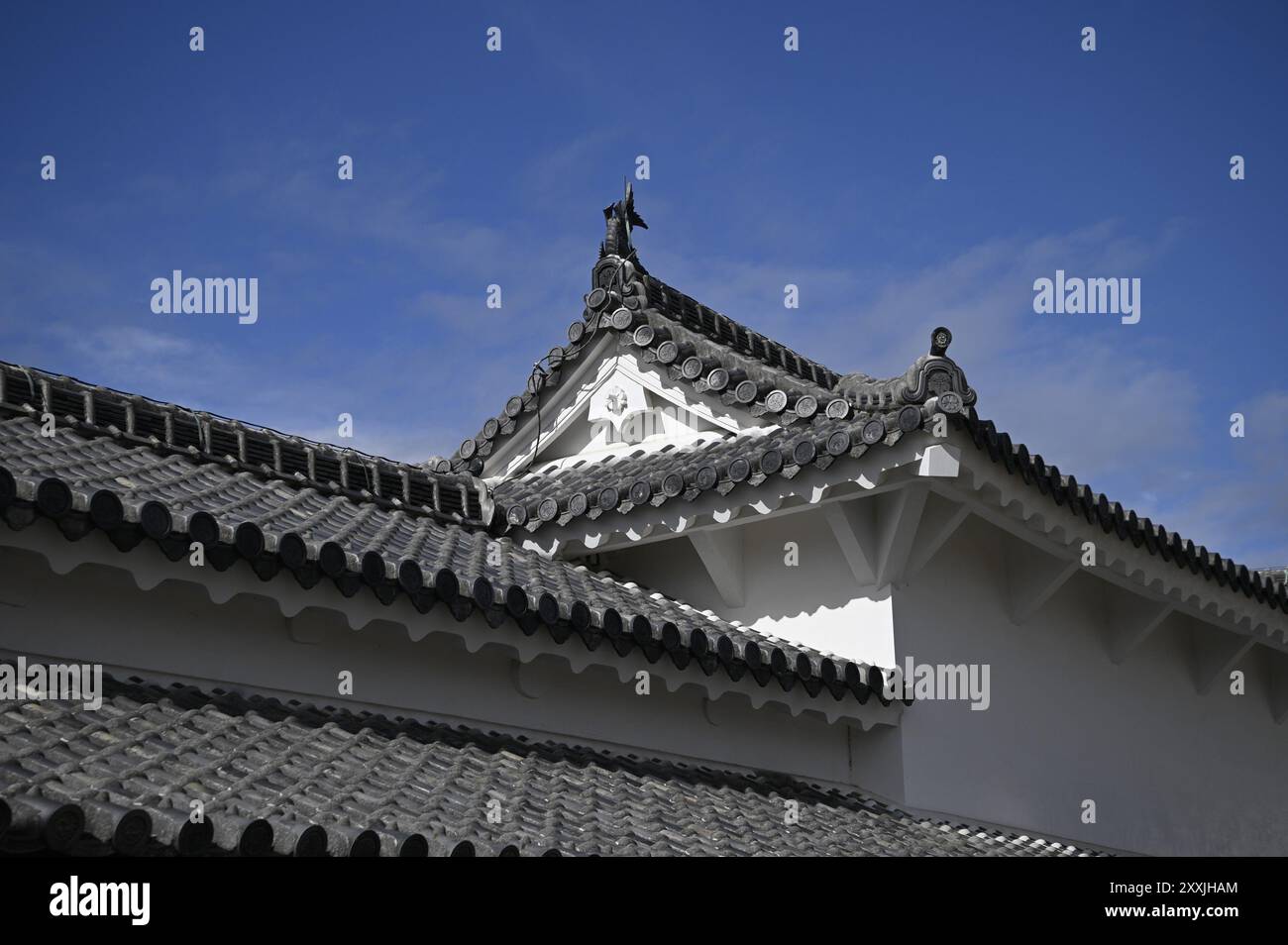 Scenic view of the traditional Japanese rooftop ornamentation known as ...