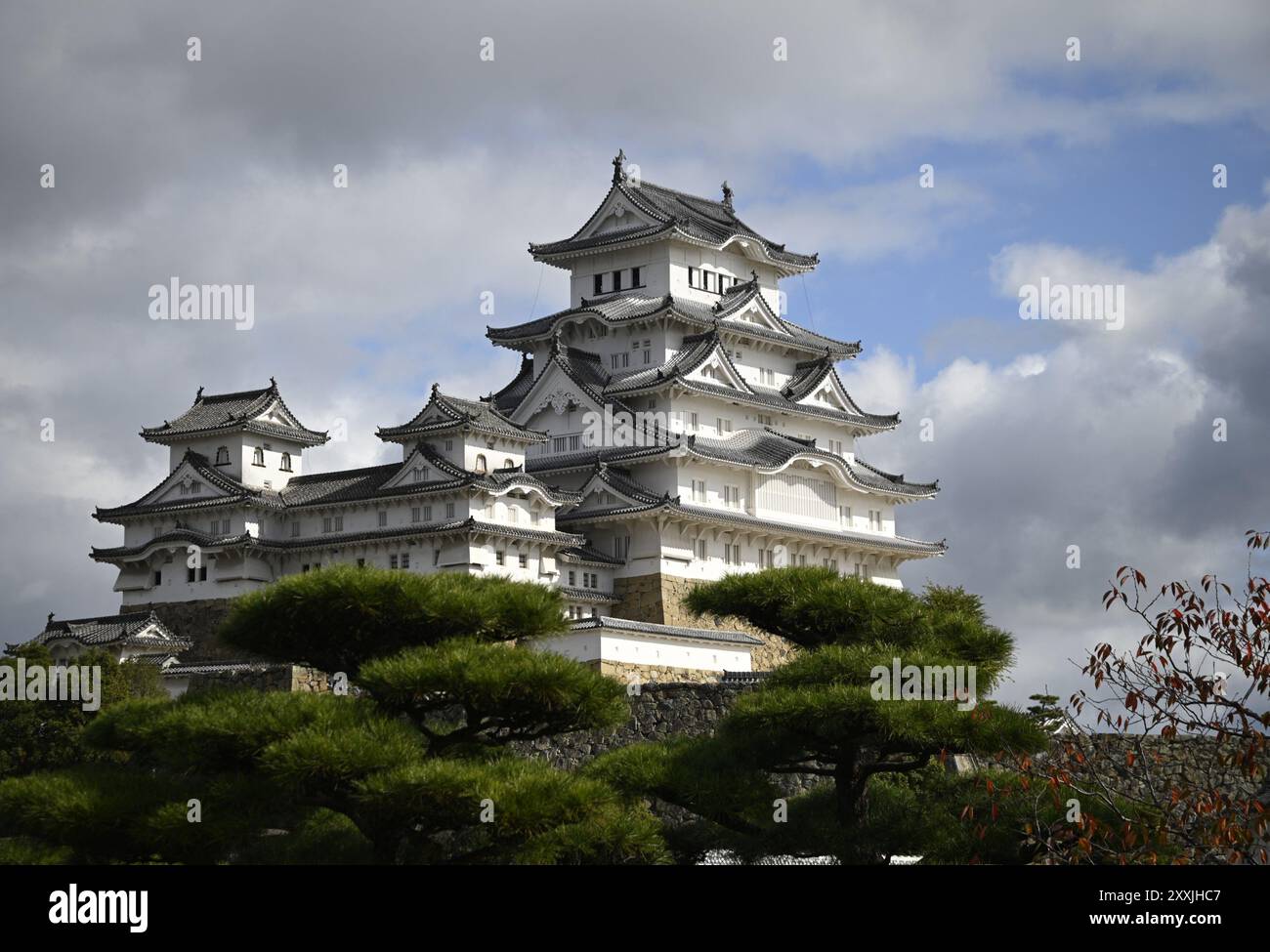 Landscape with scenic view of the striking Main Donjon curved gables ...