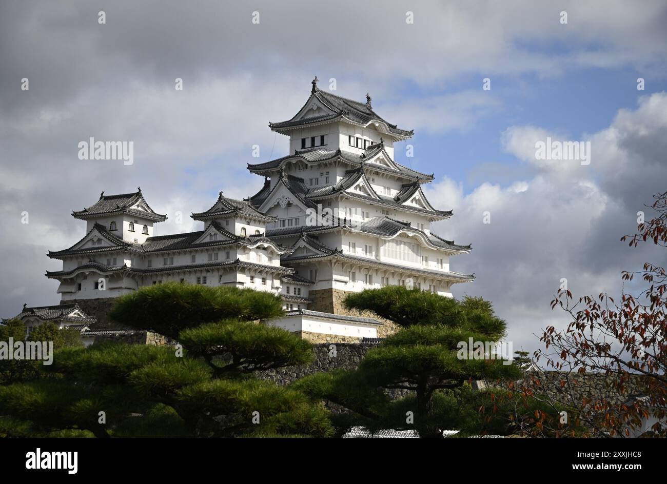 Landscape with scenic view of the striking Main Donjon curved gables ...