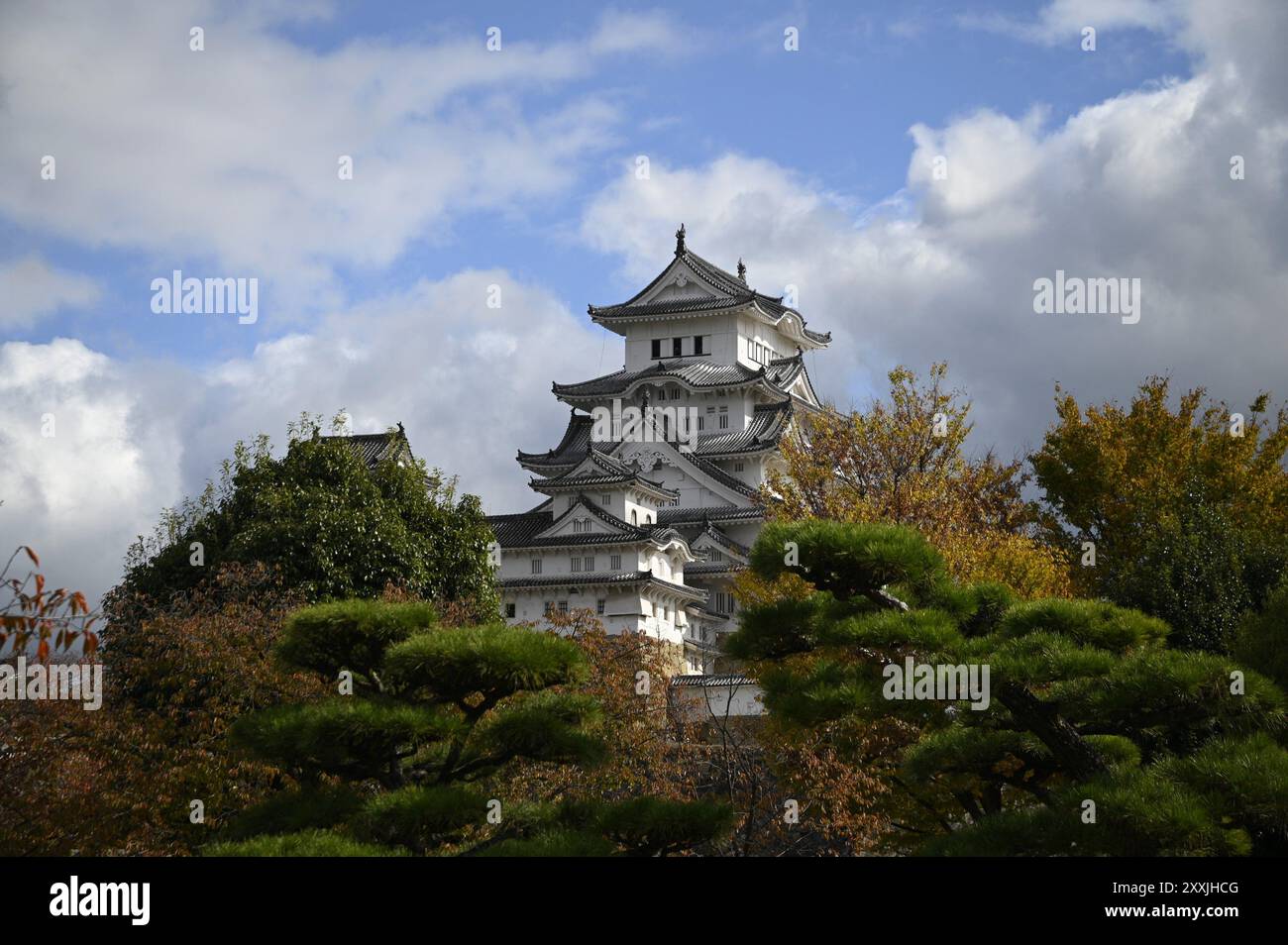 Landscape with scenic view of the striking Main Donjon curved gables ...