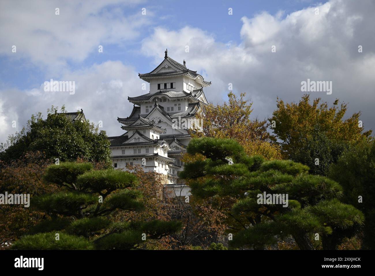 Landscape with scenic view of the striking Main Donjon curved gables ...