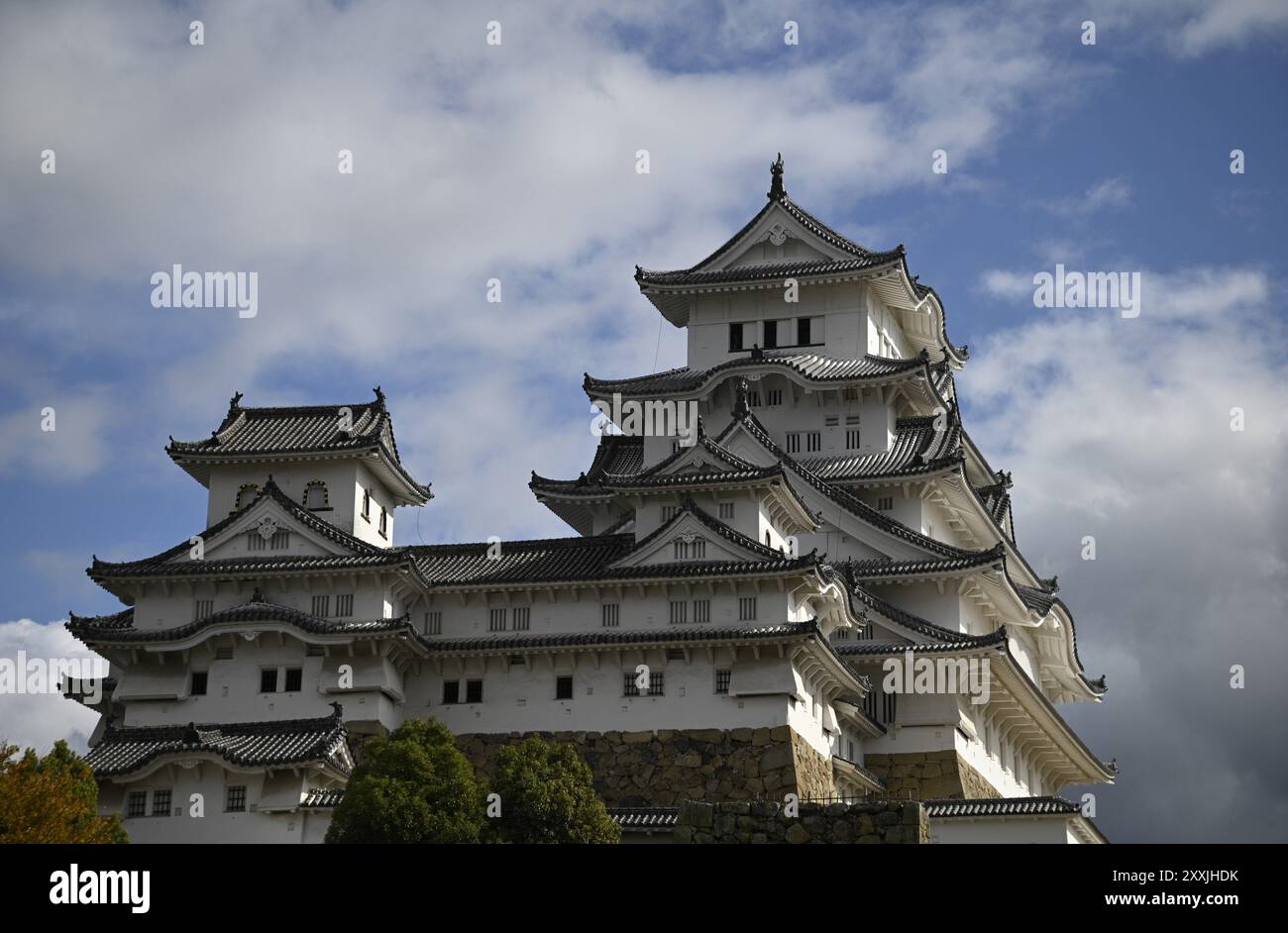 Landscape with scenic view of the striking Main Donjon curved gables ...