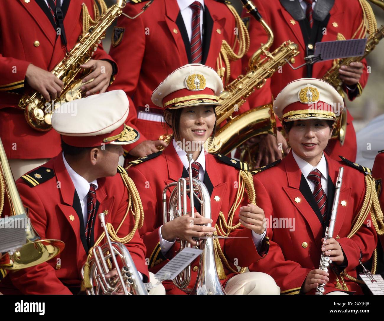Traditional Japanese band participating at the Himeji Castle Annual ...
