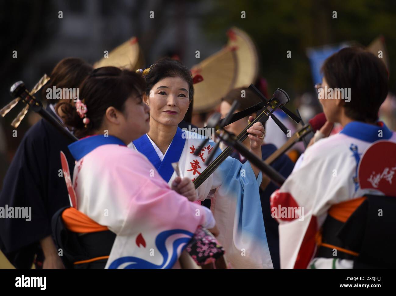 Japanese Yosakoi dancers participating at the Himeji Castle Annual ...