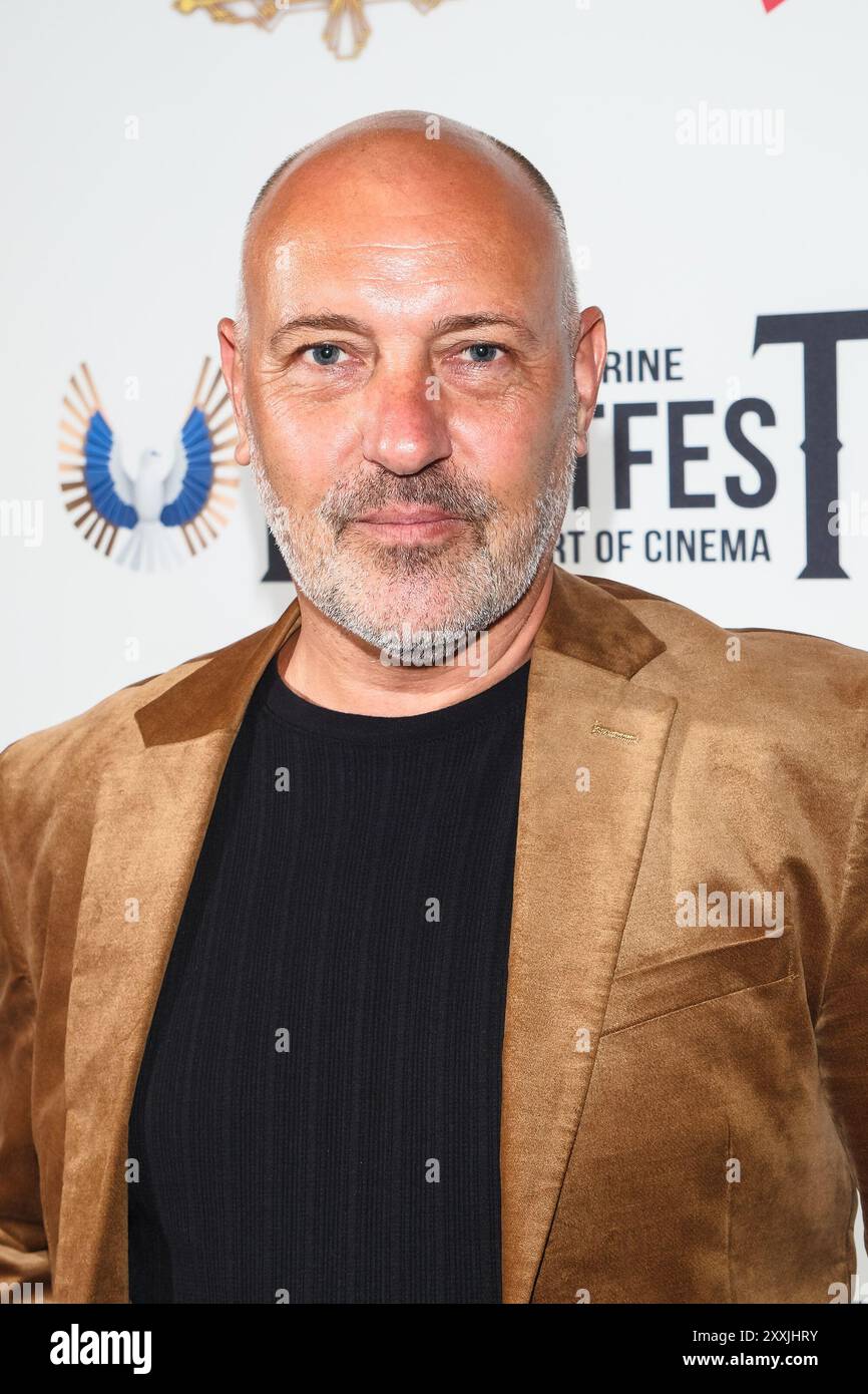 London, UK. 24th Aug, 2024. Dean Kilbey photographed on the media wall ...
