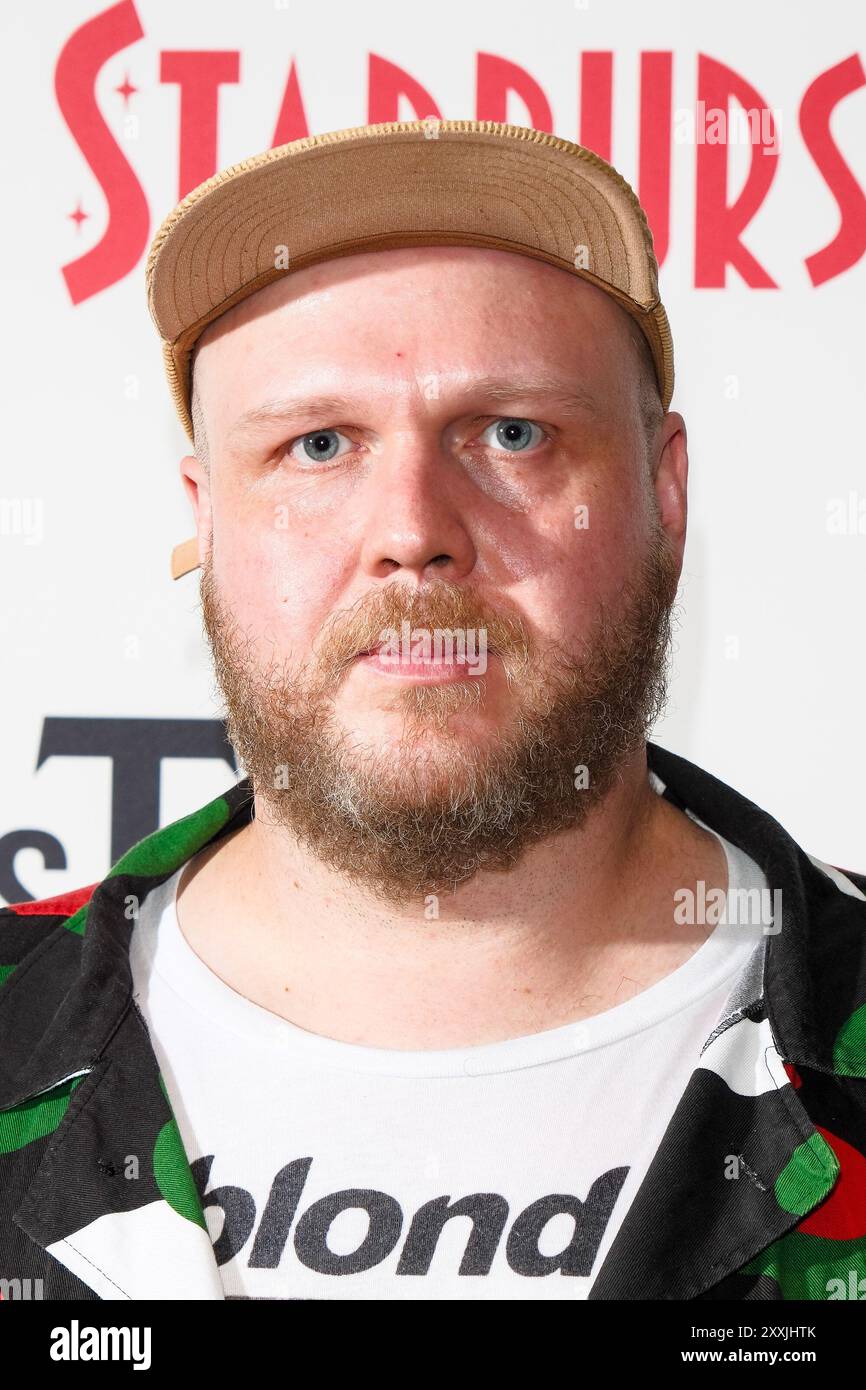 London, UK. 24th Aug, 2024. Dylan Rees photographed on the media wall ...