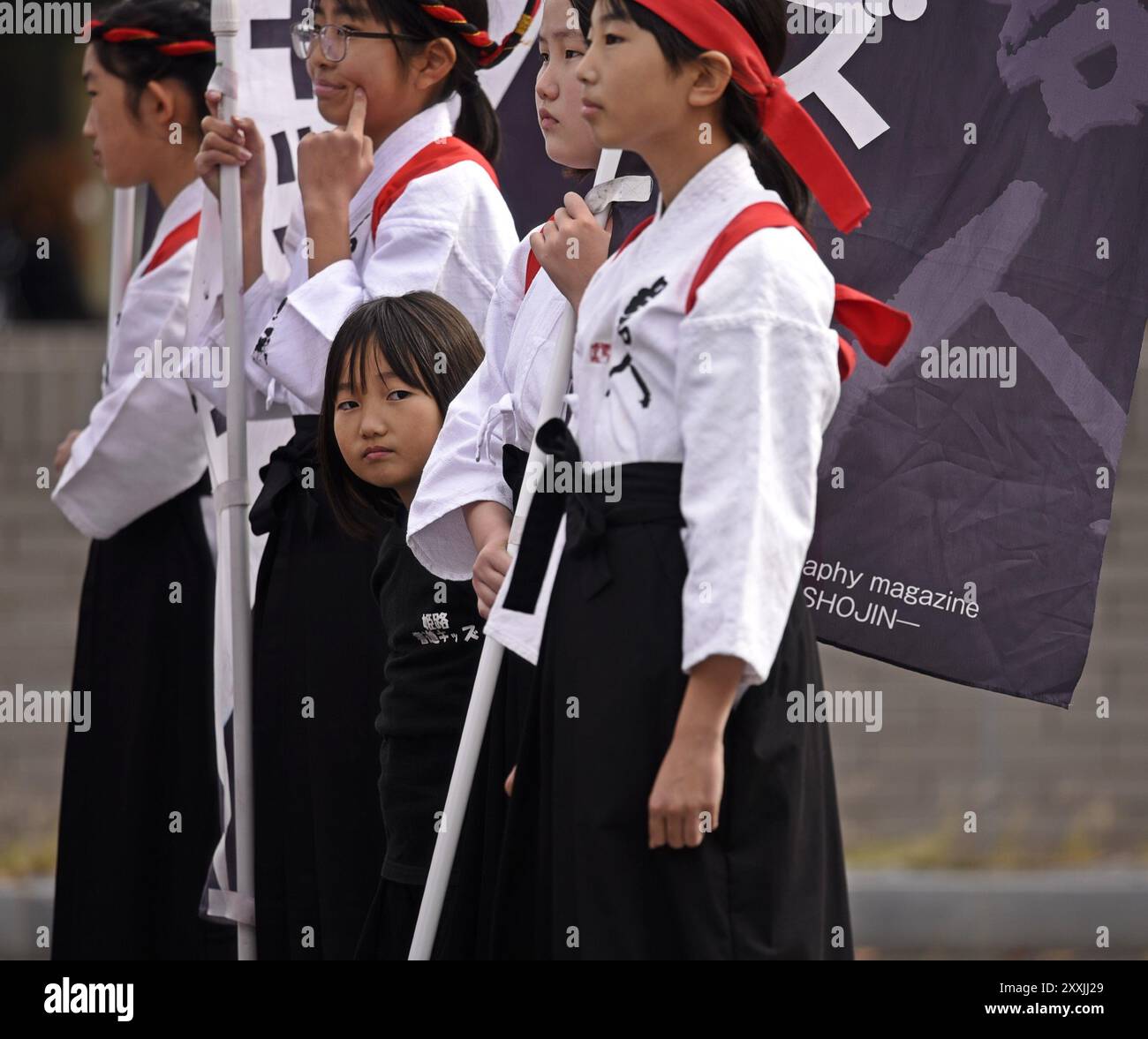 Japanese children with Samurai costumes participating at the Himeji ...